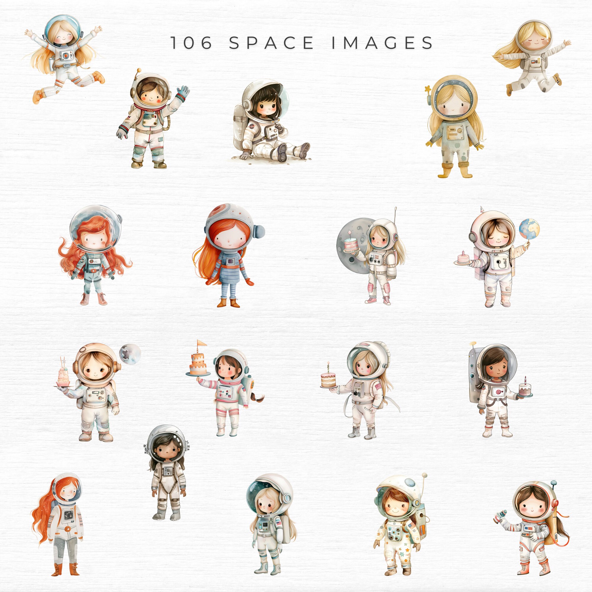 106 Watercolor Space Clipart Bundle, Astronaut PNG, Planets Clipart ...