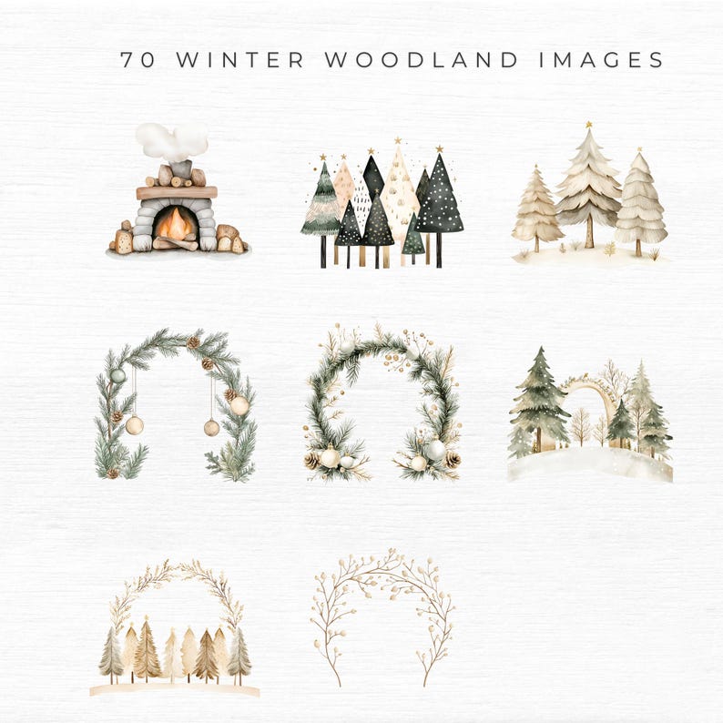 Winter Woodland Animals Clipart, Cute Forest Creatures, Christmas ...