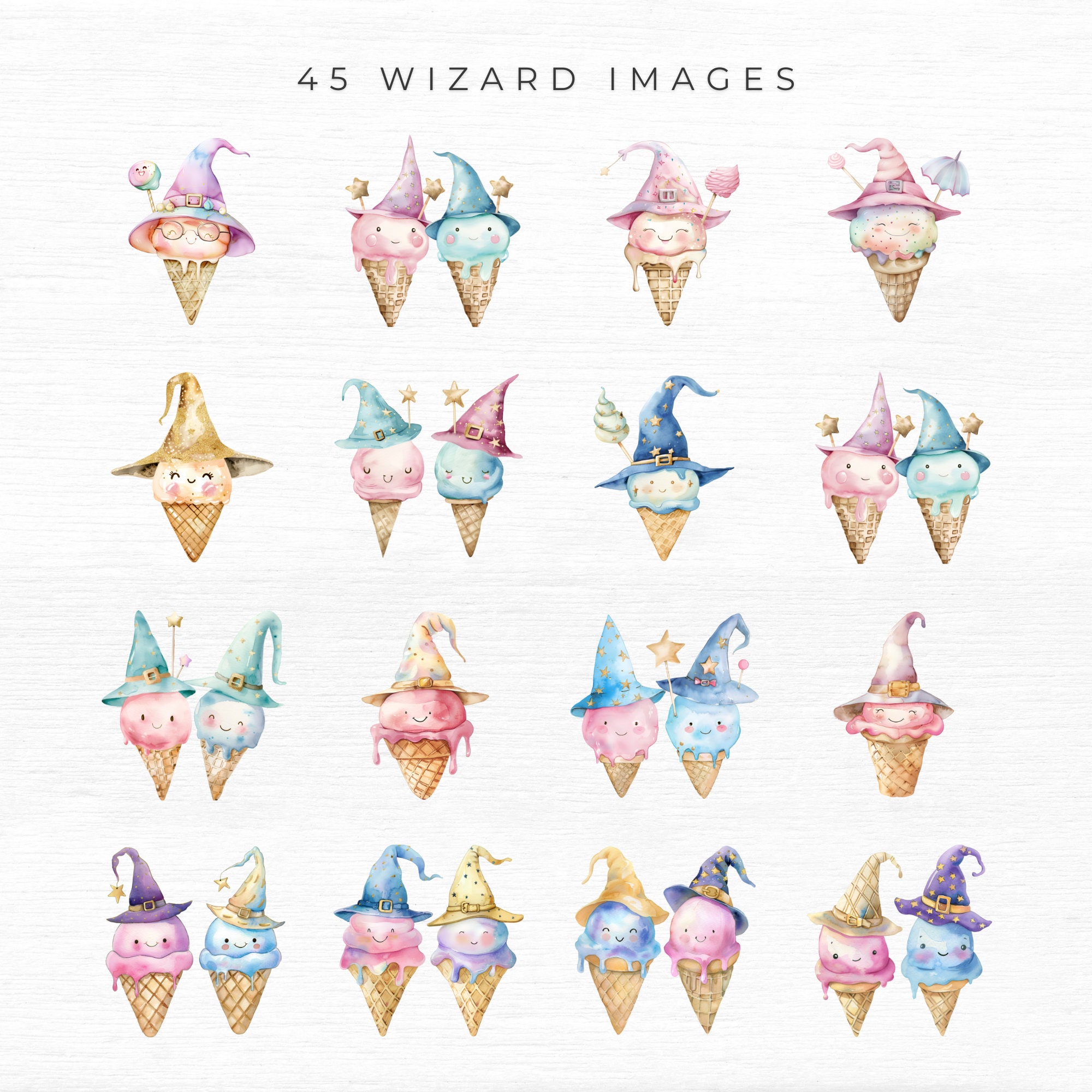 Ice Cream Clipart, Witch and Wizard PNG, Summer Sweet Treats, Wizard ...