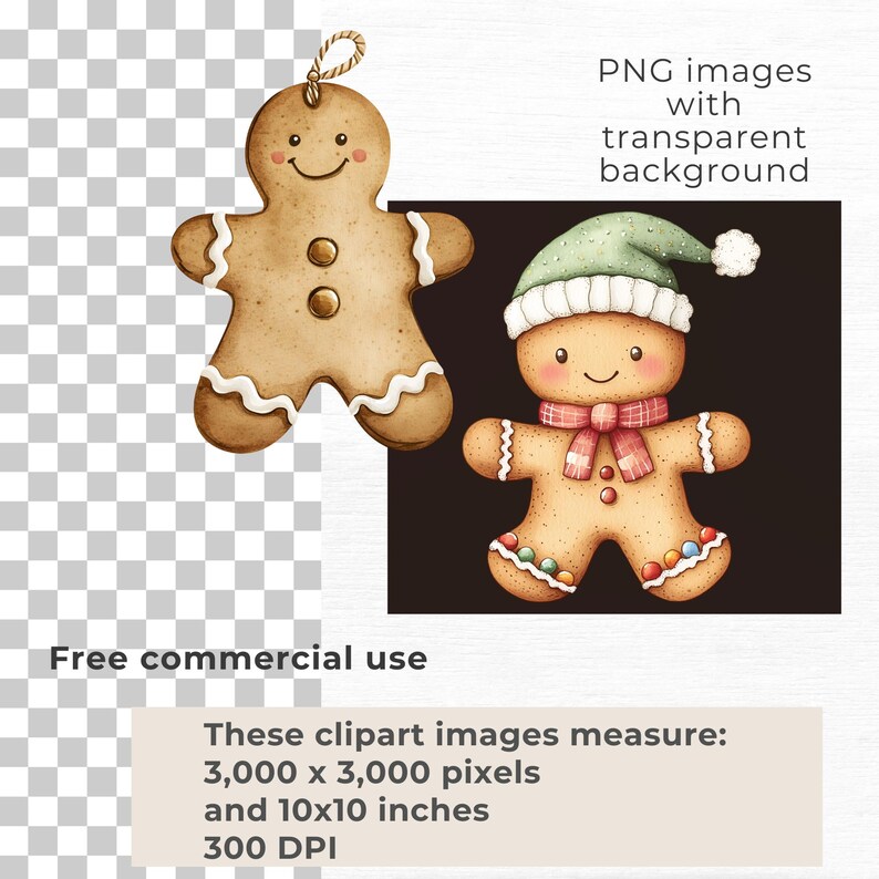 Gingerbread Clipart Bundle, Cute Christmas Cookies, Watercolor ...