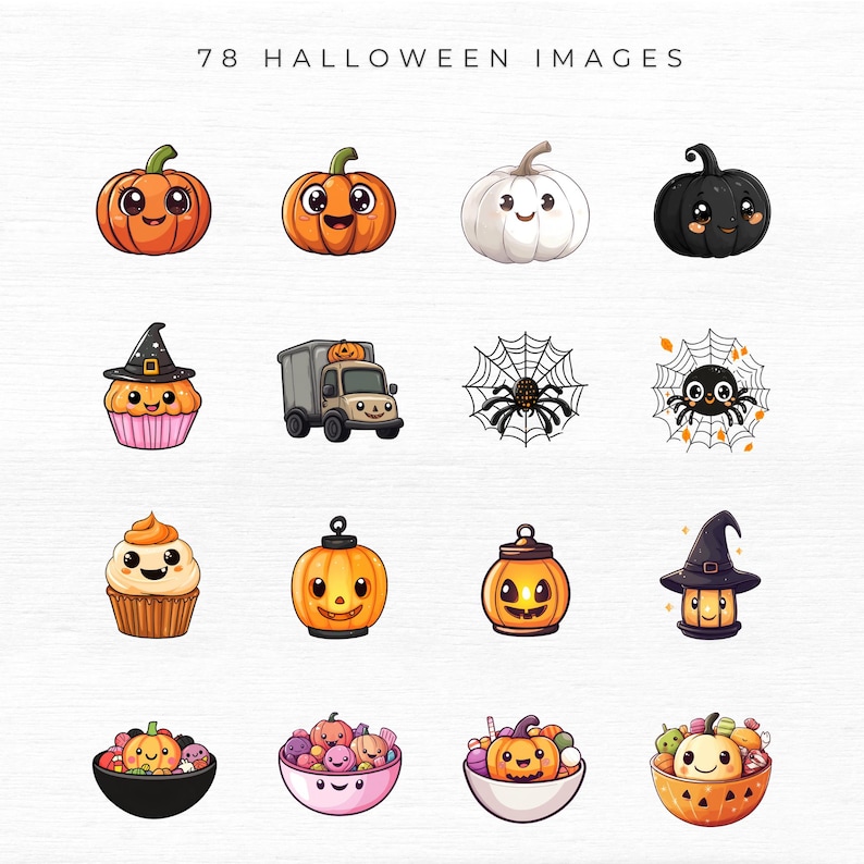 Cute Halloween Clipart, Cute Ghosts PNG, Spooky Season, Pumpkin ...