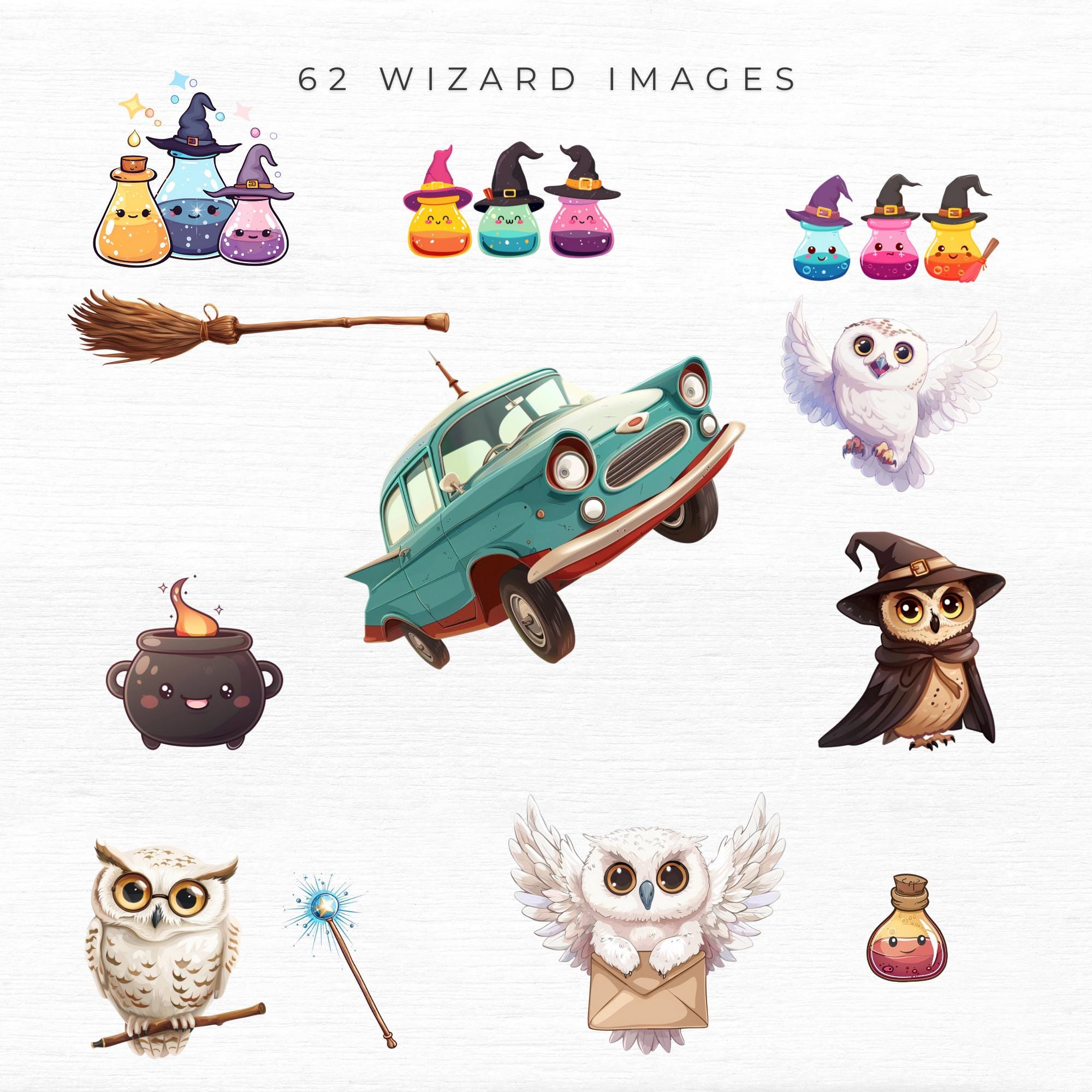 Wizard School Clipart Pack, Magic School PNG, Commercial Use, Wand ...