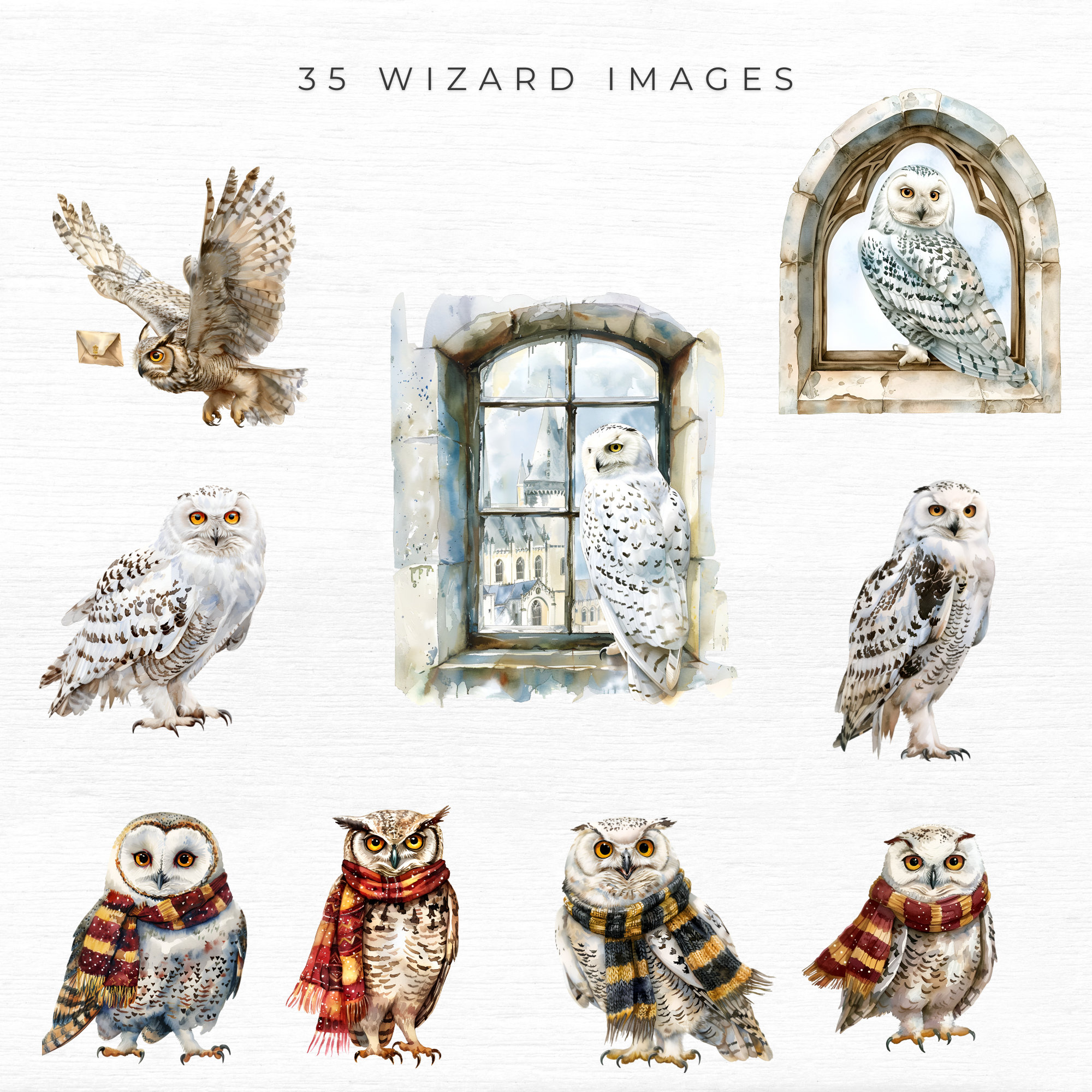 Magic Owls Clipart, Magic School Clipart, Wizard Owl PNG, Watercolor ...