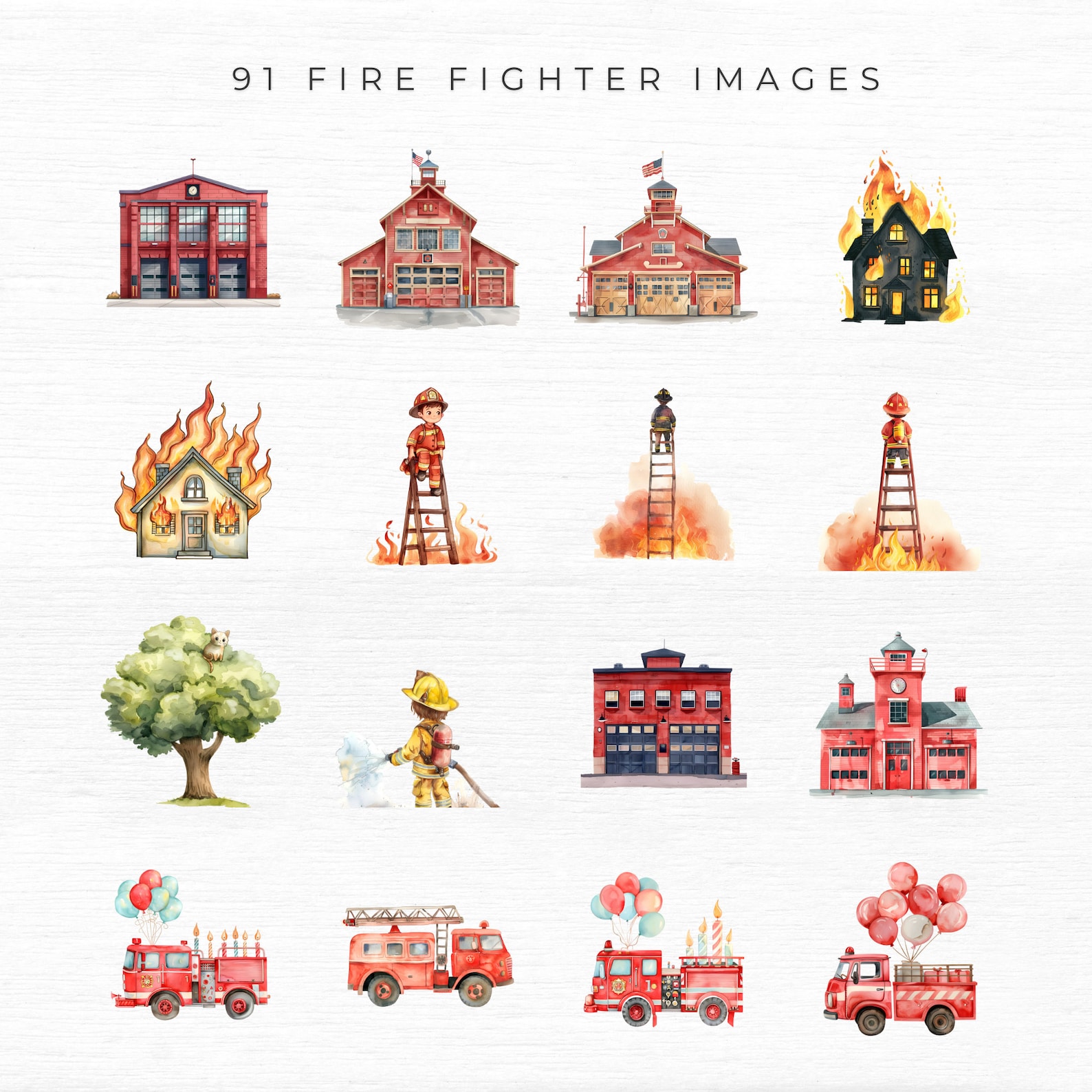 Watercolor Firefighter Clipart, Fire Department Clipart PNG, Fire ...