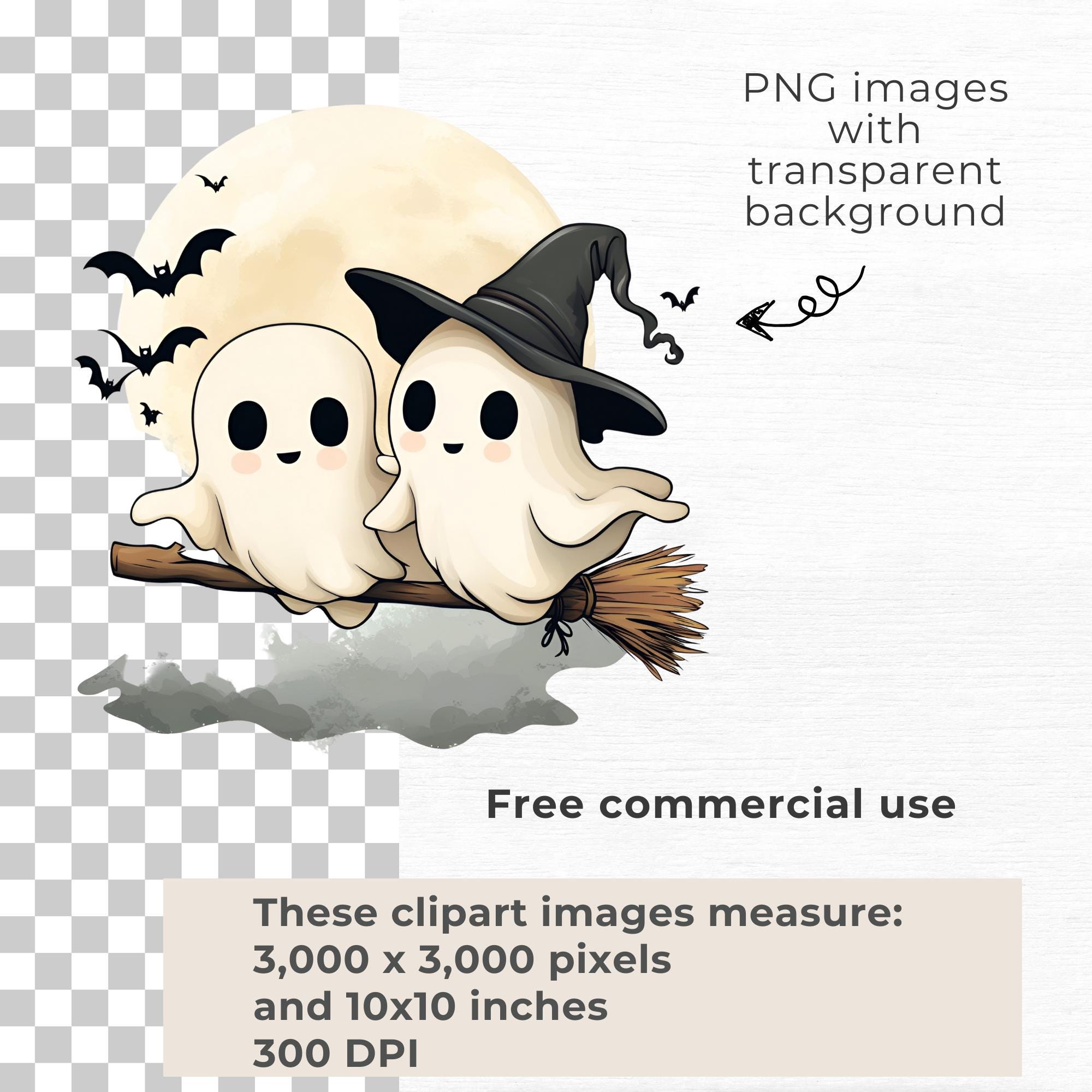 Cute Halloween Clipart, Cute Ghosts PNG, Spooky Season, Pumpkin ...