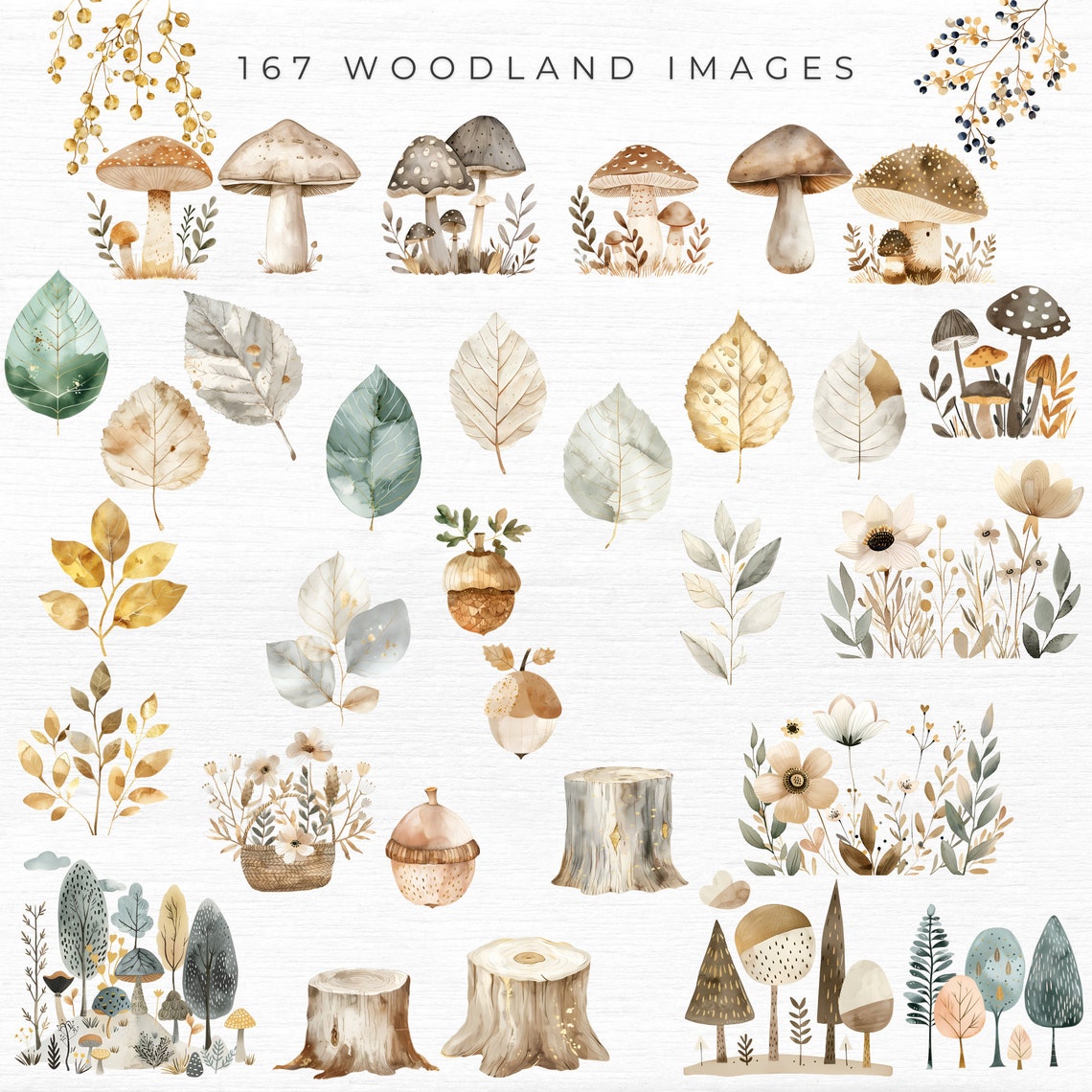 167 Woodland Animals Clipart, Woodland Nursery, Boho Woodland ...