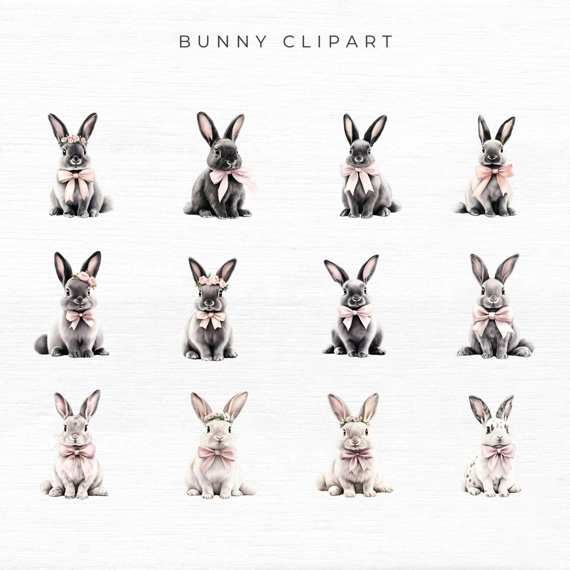 Watercolor Easter Bunny Clipart Bundle, Cute Bunny PNG, Spring Rabbit ...