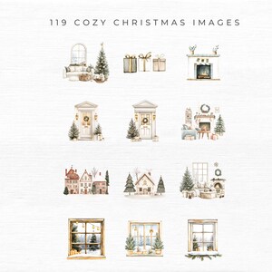 Cozy Christmas Clipart, Holiday Decor, Cute Winter Graphics, Watercolor ...