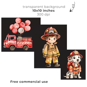 Watercolor Firefighter Clipart, Fire Department Clipart PNG, Fire ...