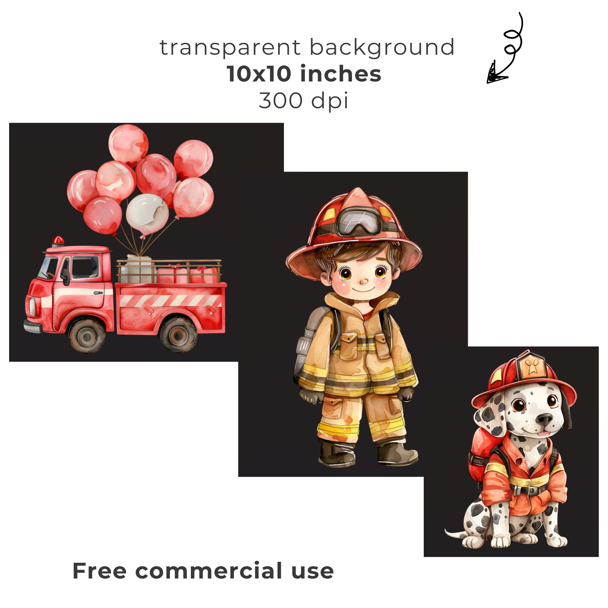 Watercolor Firefighter Clipart, Fire Department Clipart PNG, Fire ...