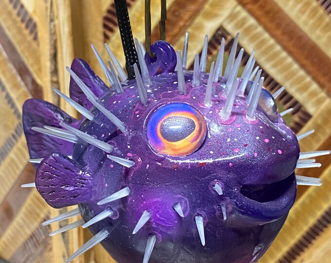 Purple Puffer Fish Lamp Small LED Light Tiki Bar Plum - Etsy
