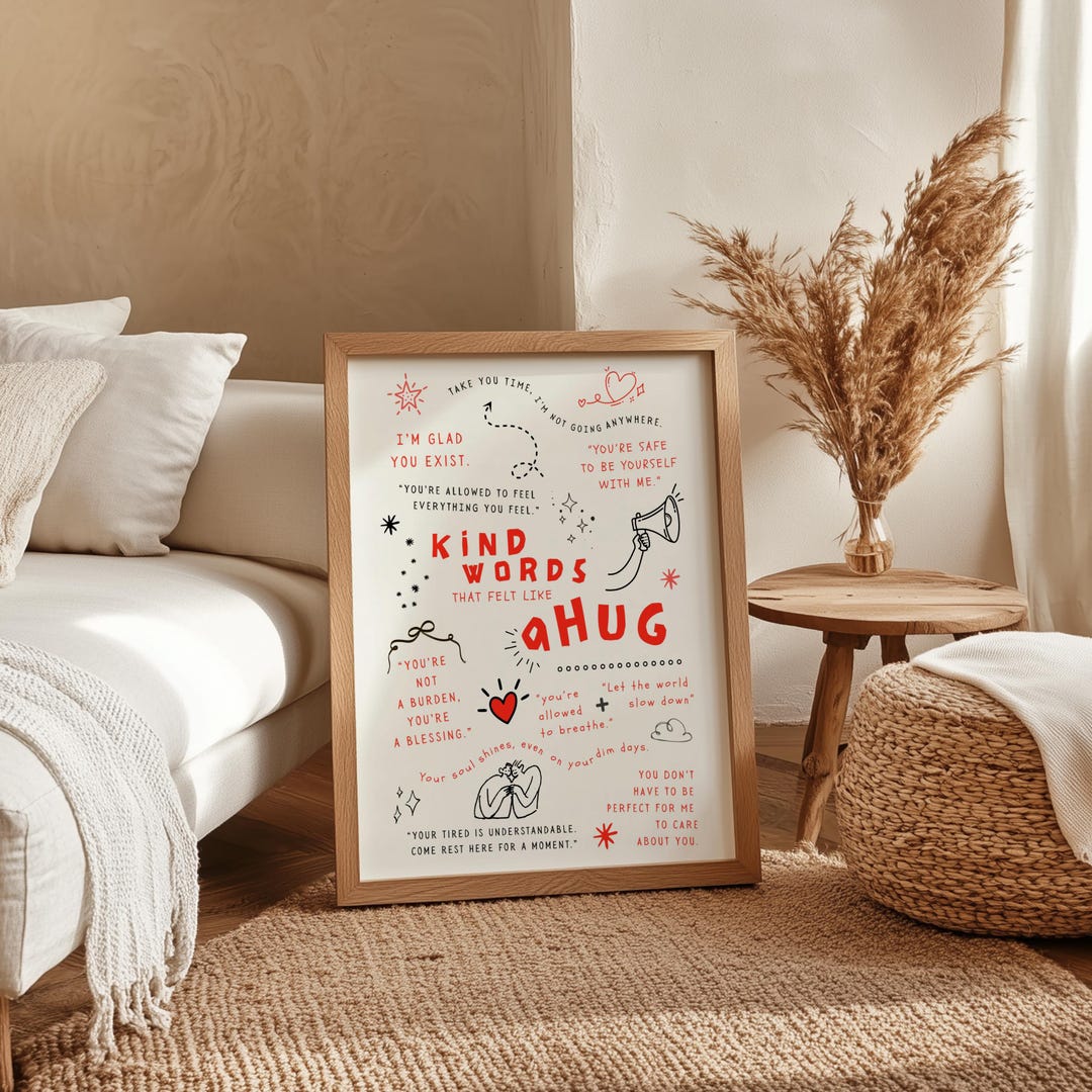 Kind Words Art Print, Motivational Wall Decor, Uplifting Quotes ...