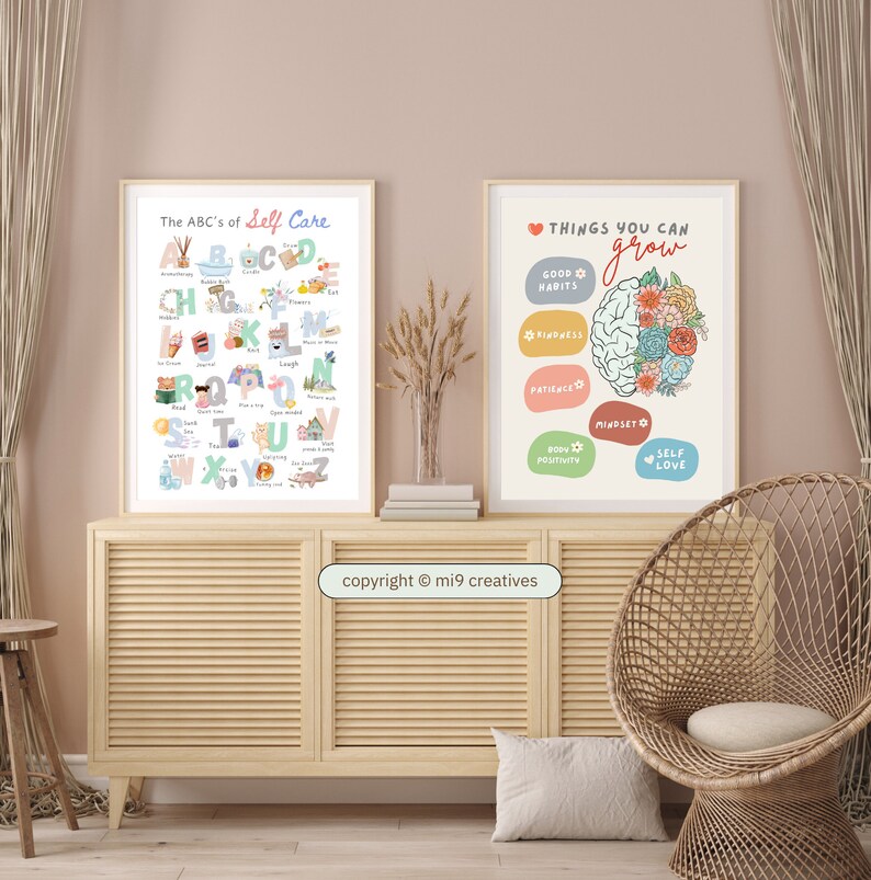 ABC List Self Care Printable, A to Z Letters Educational Posters for ...