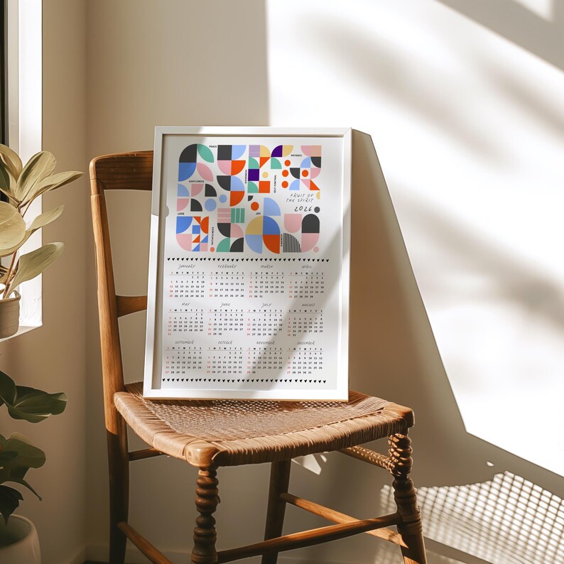 2026 Calendar Printable, Fruit of the Spirit Art, Poster Digital Print ...