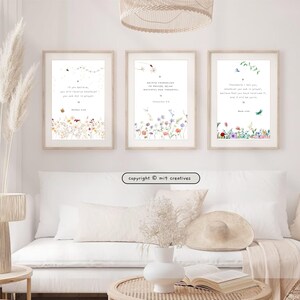 Positive Affirmation Wall Art, Daily Prayer Printable, Flower Bible ...