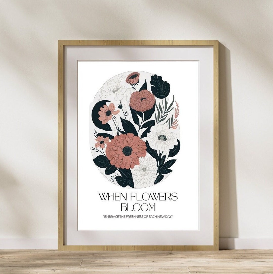 Boho Flower Wall Decor Printable-mid Century Modern Floral Art ...