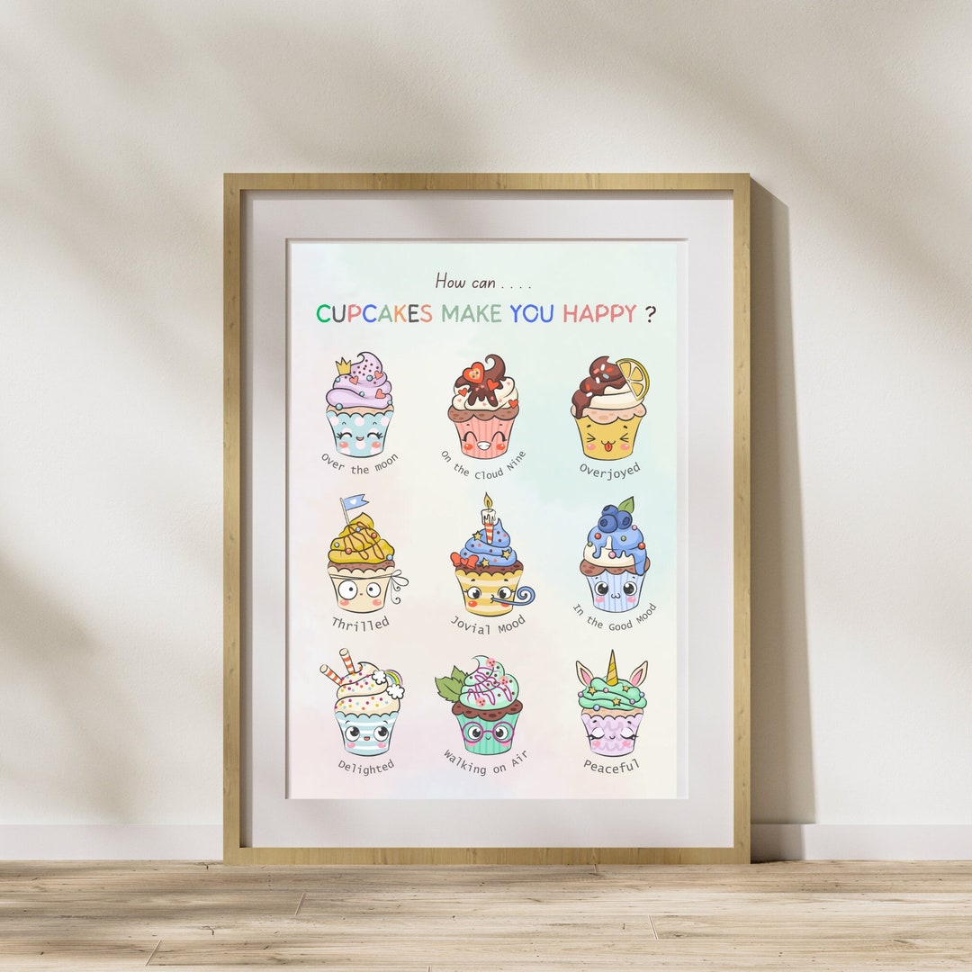 Happy Cupcake Poster,mindset Printable,happy Thought,kitchen Bar ...