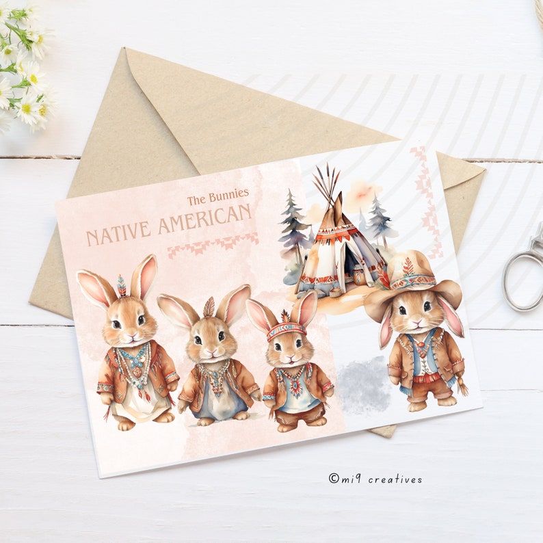 Native Americans Decor Bunny PNG Download, Baby Rabbit PNG, 4th of July ...