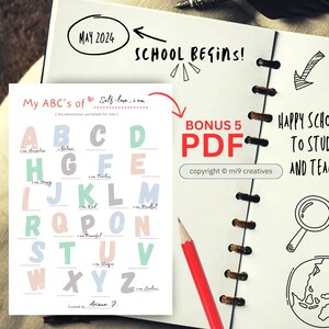 ABC List Self Care Printable, A to Z Letters Educational Posters for ...