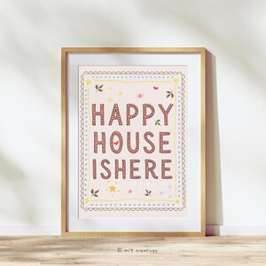 Happy Prints for Home Decor Digital Download, Housewarming Gift for Her ...