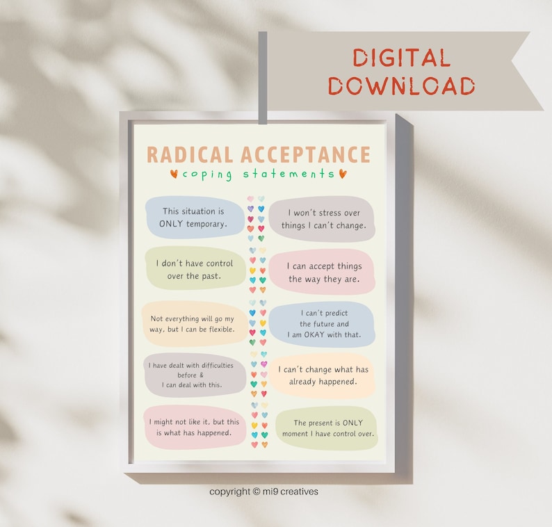 Self Acceptance Printable, Growth Mindset Material,coping Yourself ...