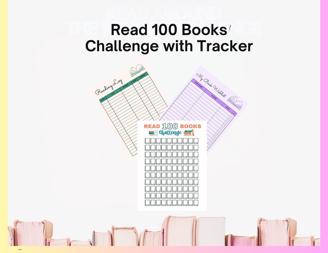 100 Book Reading Challenge With Log - Etsy