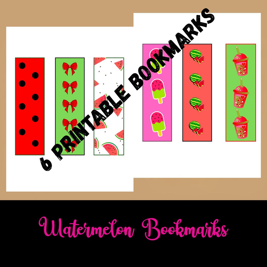 Watermelon Summer Bookmarks | Printable Bookmarks | Digital Watermelon ...