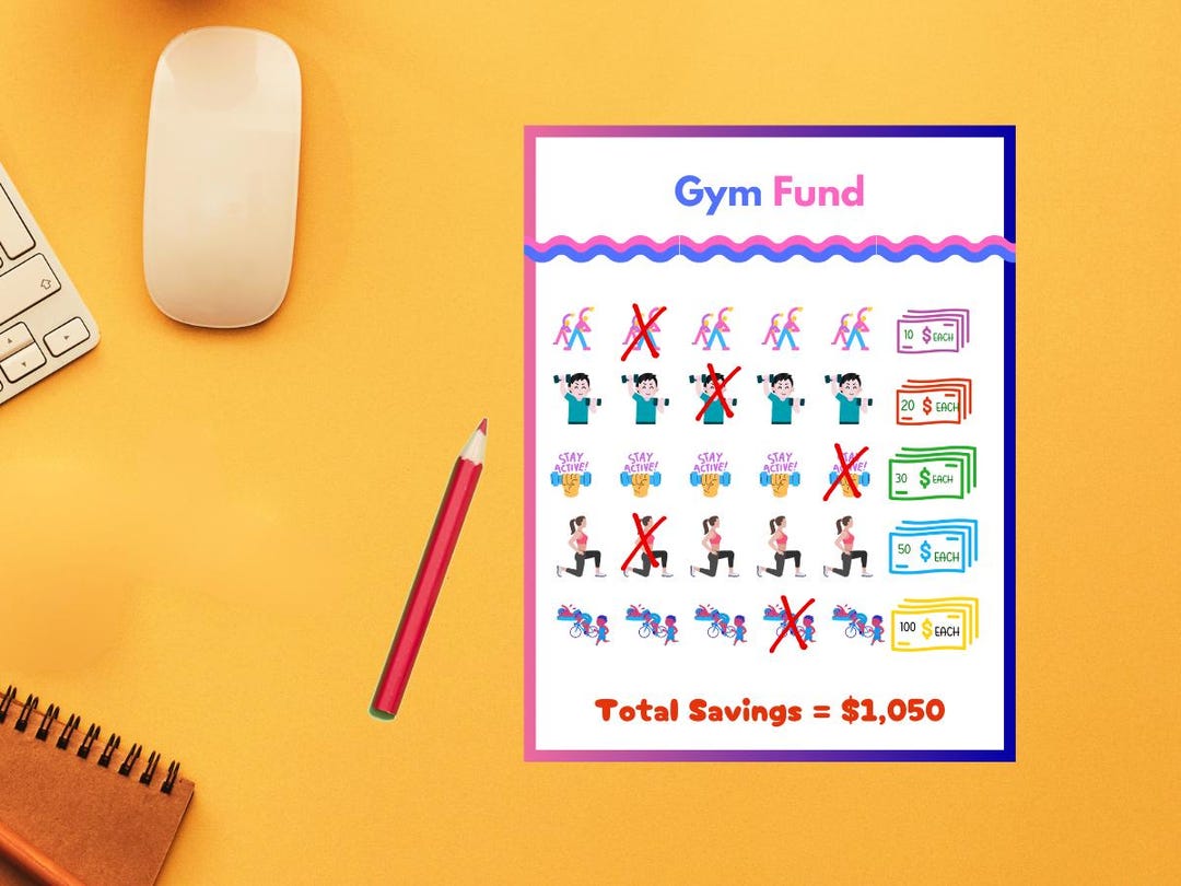 Gym Fund Savings Challenge Printable: Fitness Goal Tracker | PDF ...