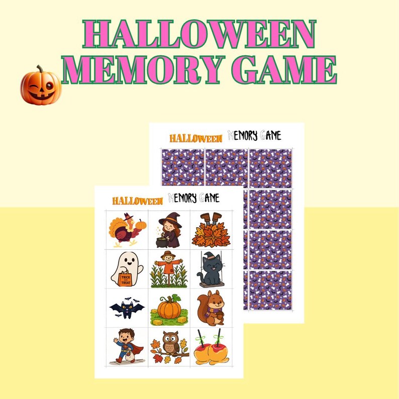 Halloween Memory Matching Game for Kids | Printable PDF - Etsy
