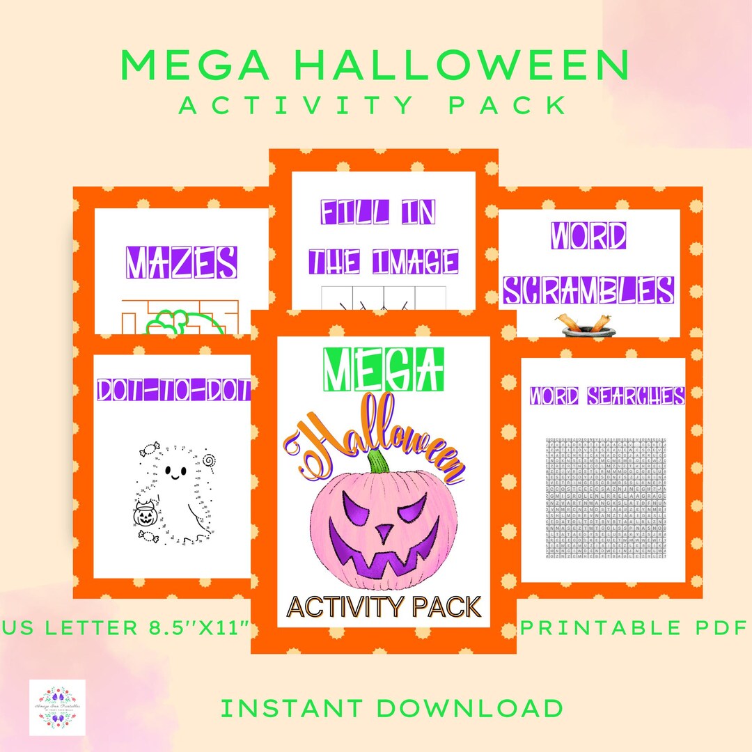 Mega Halloween Activity Pack 100+ Printable Puzzles & Games | PDF ...