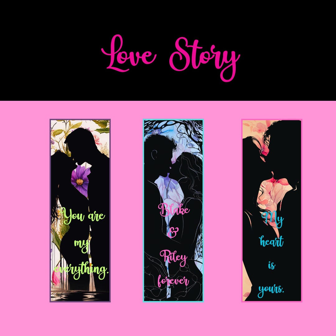 Love Story Bookmarks | Personalized Printable Bookmarks | Printable ...