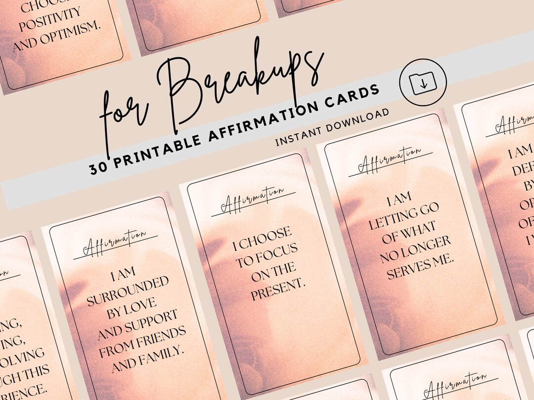 Affirmation Cards for Breakups | Self Care Cards | Separation and ...