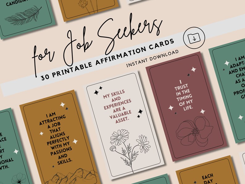 Affirmation Cards for Job Seekers Career Search Career Coach Gift HR ...