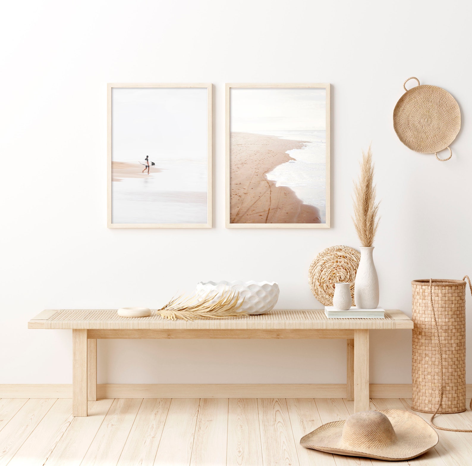 Set of 2 Surf Prints • Neutral Surf Wall Art • Minimalist Coastal ...