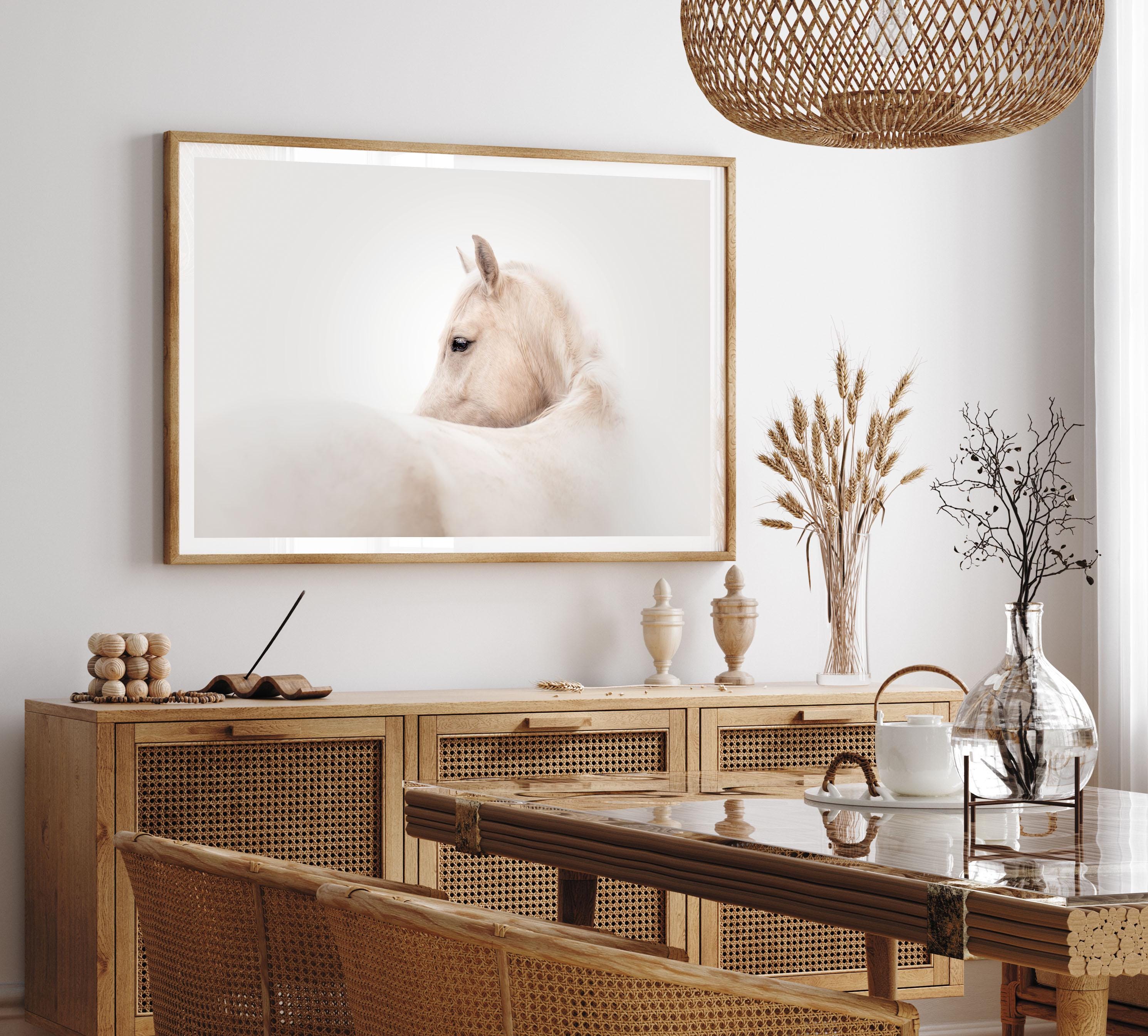 White Horse Wall Art – Minimalist Horse Print – Neutral Animal ...