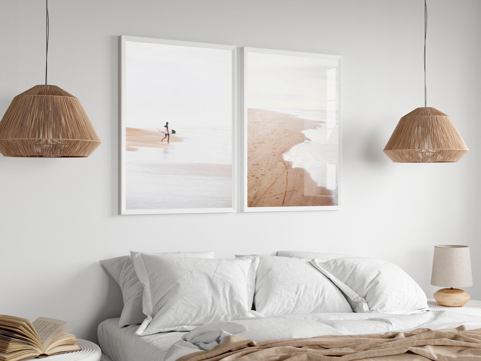 Set of 2 Surf Prints • Neutral Surf Wall Art • Minimalist Coastal ...