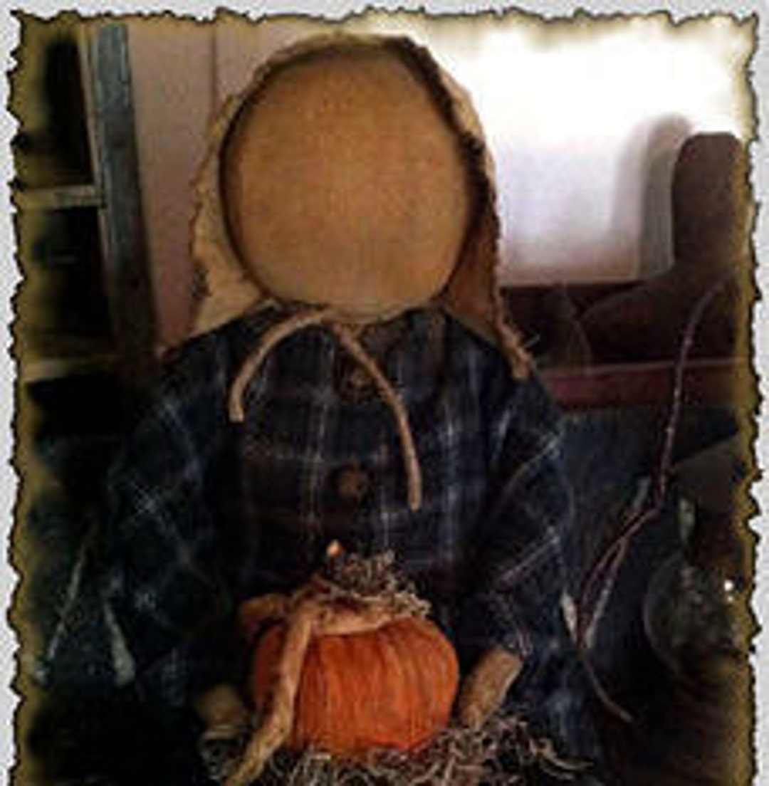DIGITAL FILE Primitive Fall Prairie Doll & Her Stack of Pumpkins~sewing ...