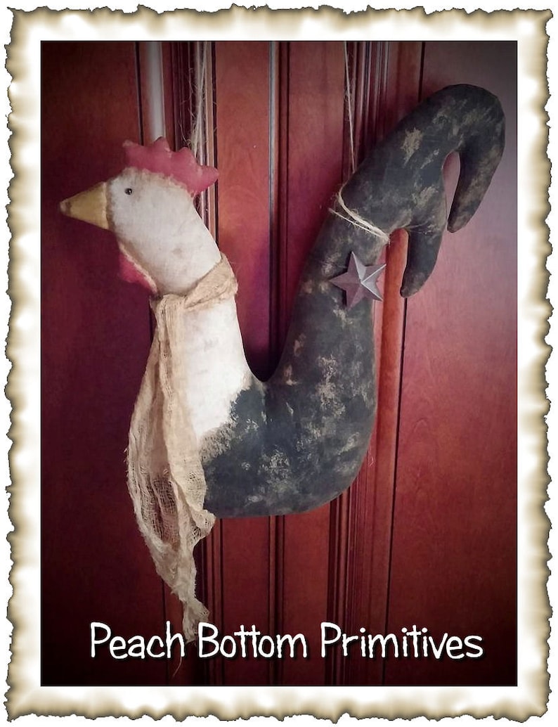 DIGITAL FILE Primitive Folk Art Rooster Hanger Sewing Pattern PDF File ...