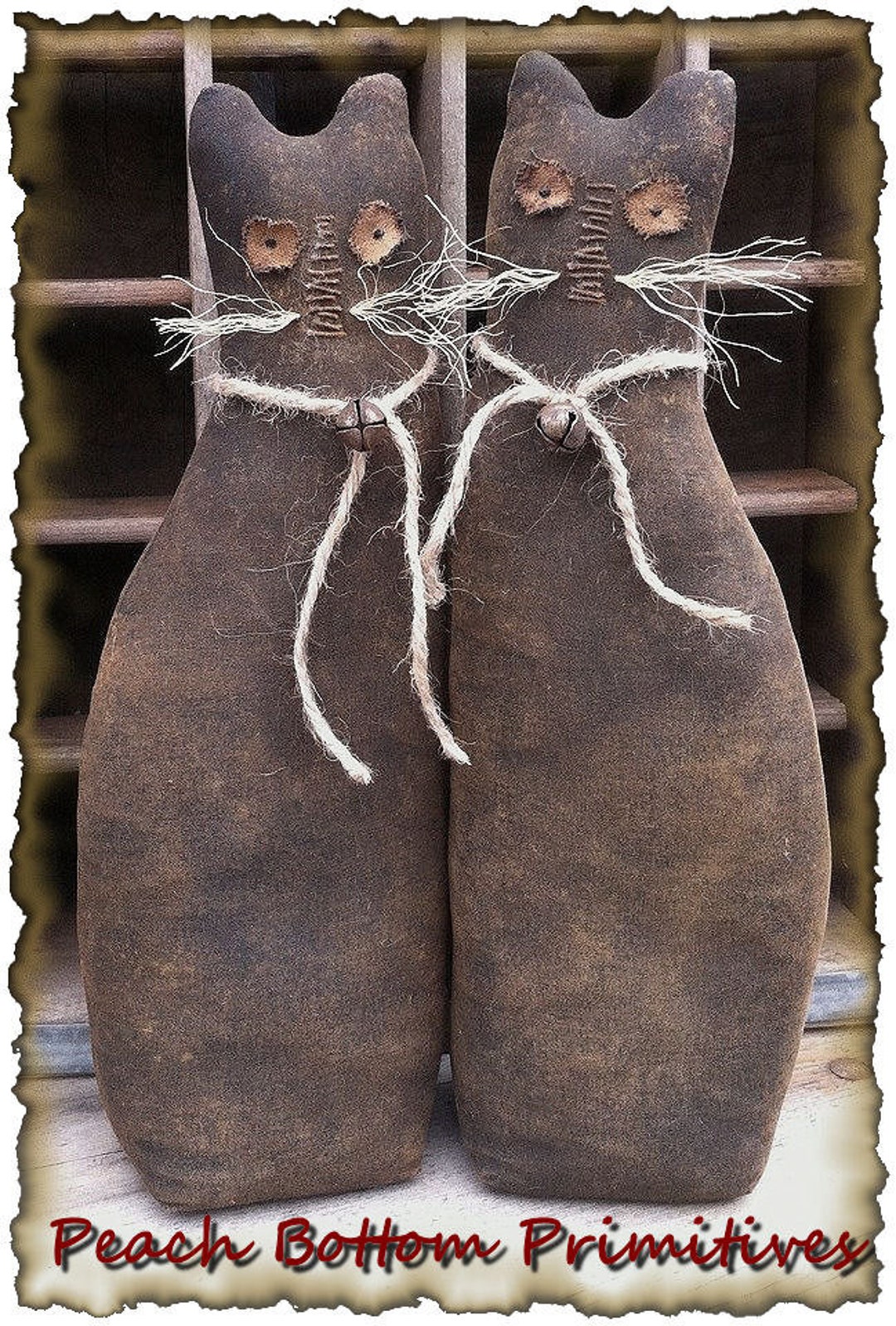 DIGITAL FILE Primitive Kitty Cat Sitter Doll Printable Sewing Pattern ...