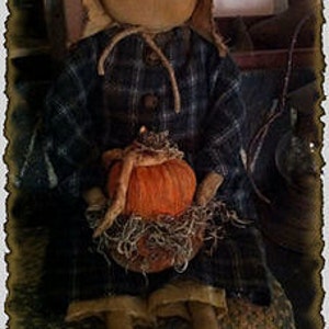 DIGITAL FILE Primitive Fall Prairie Doll & Her Stack of Pumpkins~sewing ...