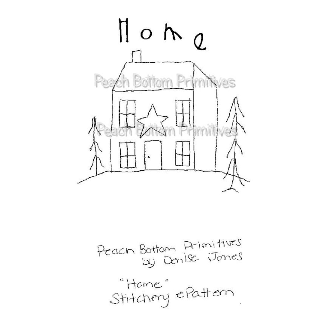 Epattern~primitive "home" Stitchery, Hand Embroidery Pattern, PDF File ...