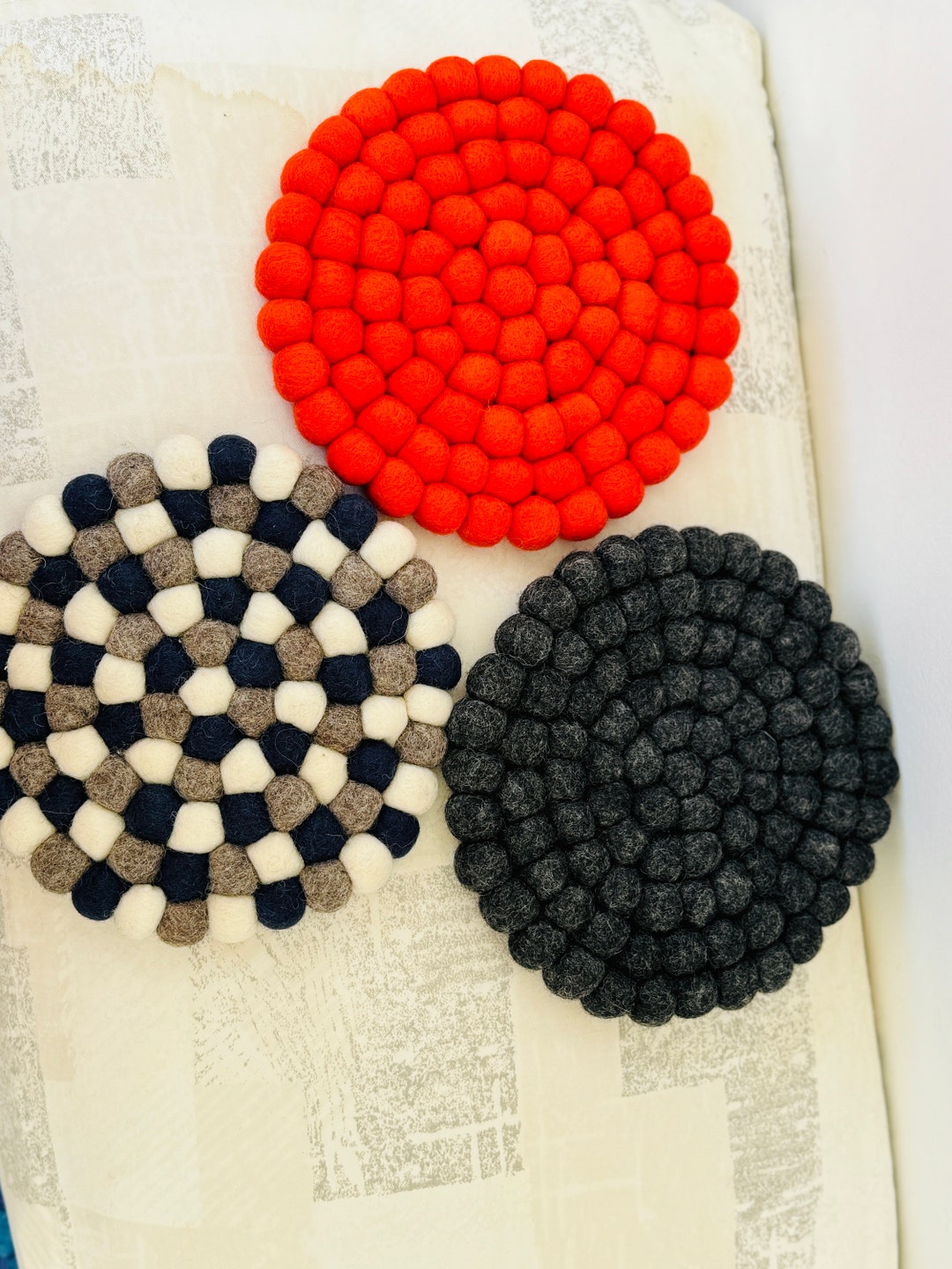 Felt Trivet Needle Felt Ball Trivet Fair Trade Felt Trivet Handmade ...