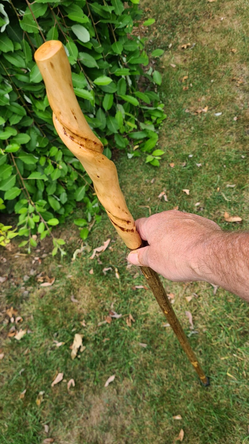 Handcrafted Twisted Hazel Walking Stick: Rustic Hiking Cane ...