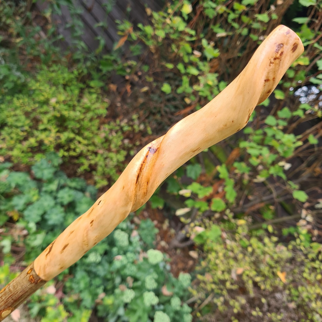 Handcrafted Twisted Hazel Walking Stick: Rustic Hiking Cane ...