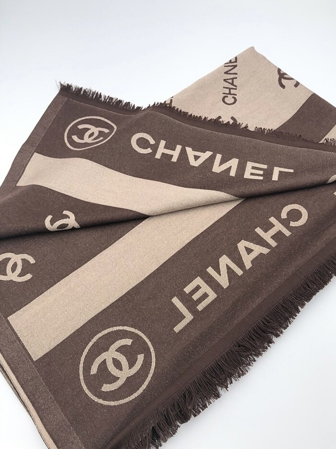 Vintage Chanel Monogram Silk Shawl, Chanel Silk Muffler, Vintage Chanel ...