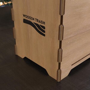 Laser Cut Wooden Trash Bin Template: Customizable Waste Basket (SVG ...