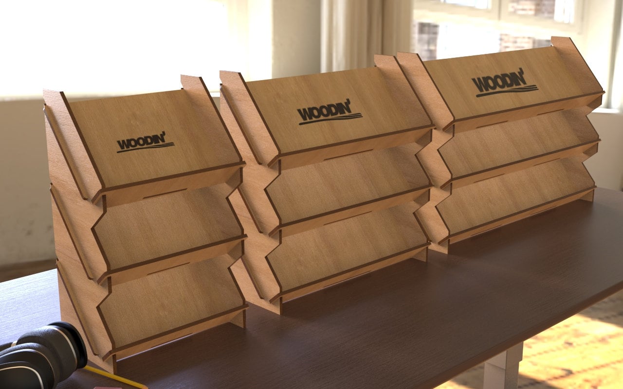Laser Cut Retail Display Template: Stackable Counter Stand (SVG, DXF ...