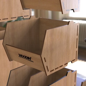 Organizer Storage Bins Template for Laser Cutting | Stackable Boxes ...