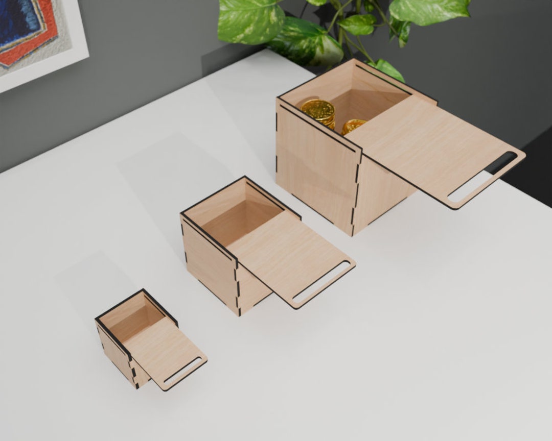 Laser Cut Box With Sliding Lid Bundle 3 Sizes for 3mm Small Storage Box ...