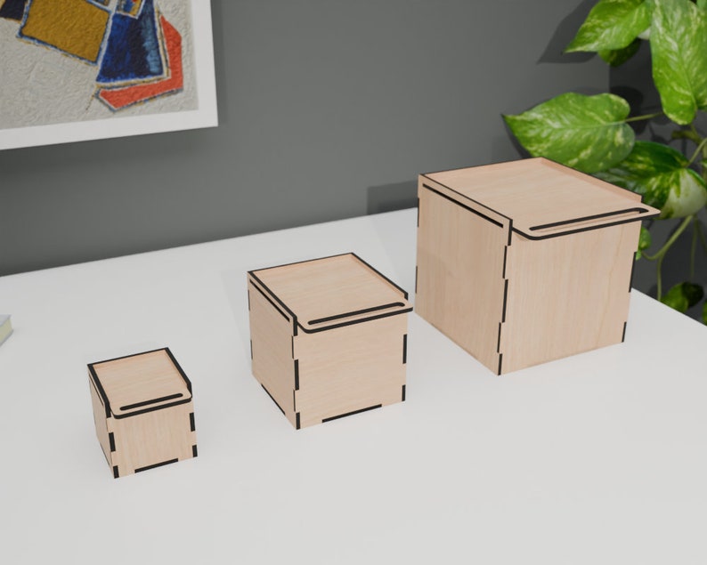 Laser Cut Box With Sliding Lid Bundle 3 Sizes for 3mm Small Storage Box ...